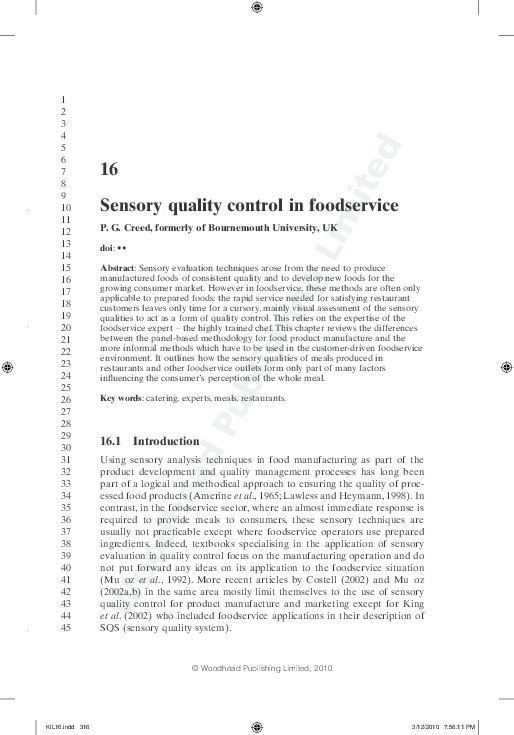 (PDF) Book chapter - Sensory quality control in foodservice.