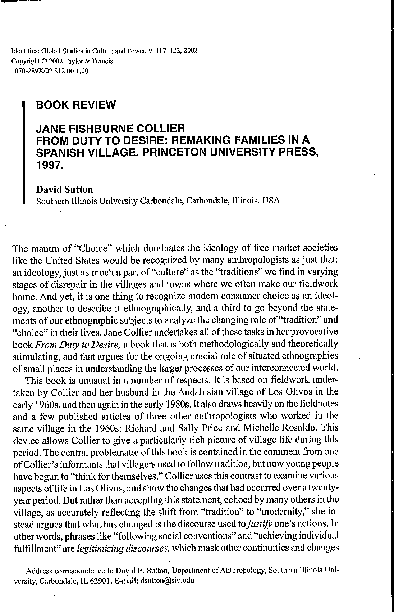 (PDF) Review of Jane Collier "From Duty to Desire"