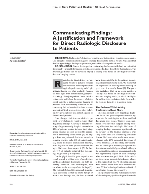 (PDF) Communicating Findings: A Justification and Framework for Direct ...