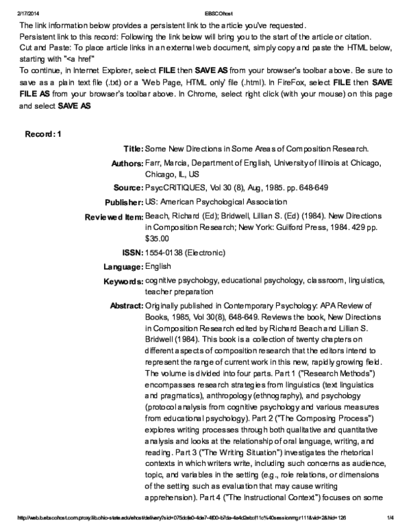 (PDF) Some New Directions in Some Areas of Composition Research