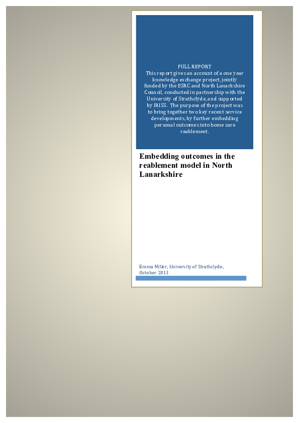 (PDF) FULL Embedding outcomes in the reablement model in North Lanarkshire