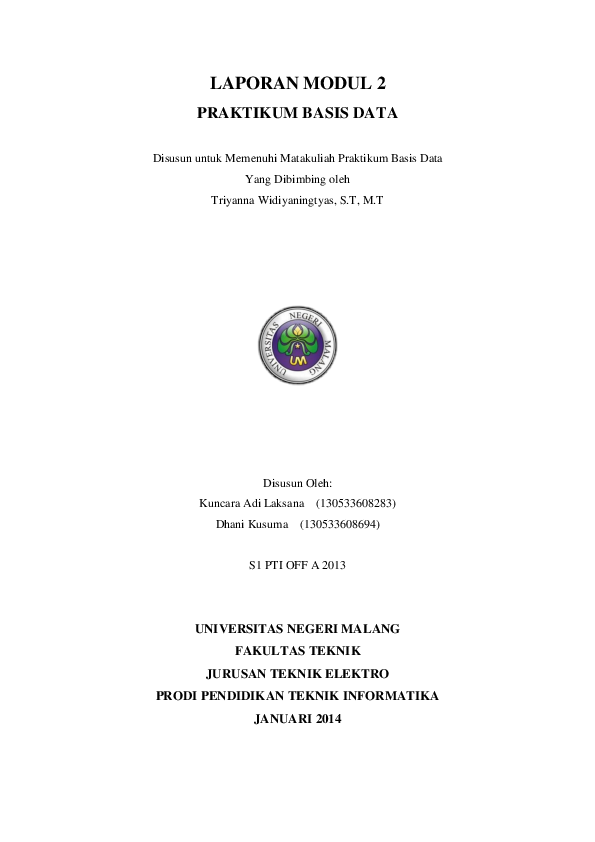 (DOC) Laporan Praktikum Basis Data Modul 2