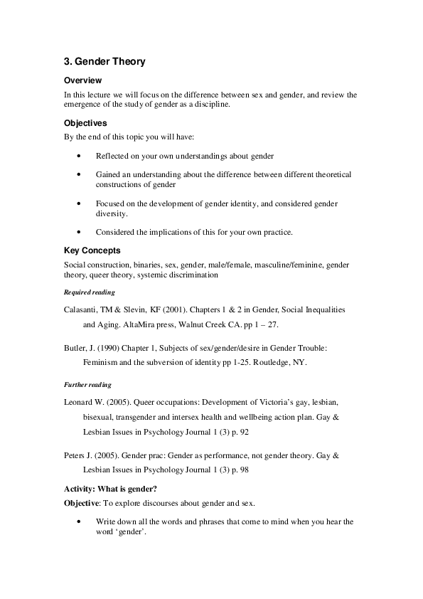 (PDF) Lecture 3 Gender theory