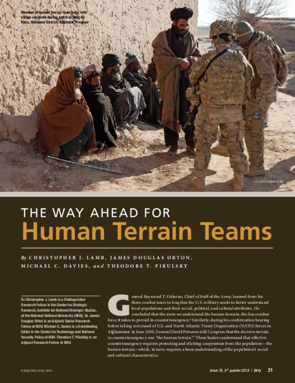(PDF) The Way Ahead for Human Terrain Teams