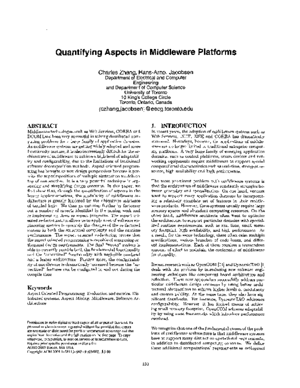 (PDF) Quantifying aspects in middleware platforms