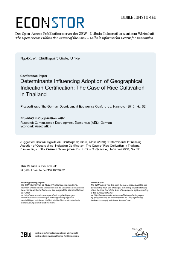 (PDF) Determinants Influencing Adoption of Geographical Indication ...