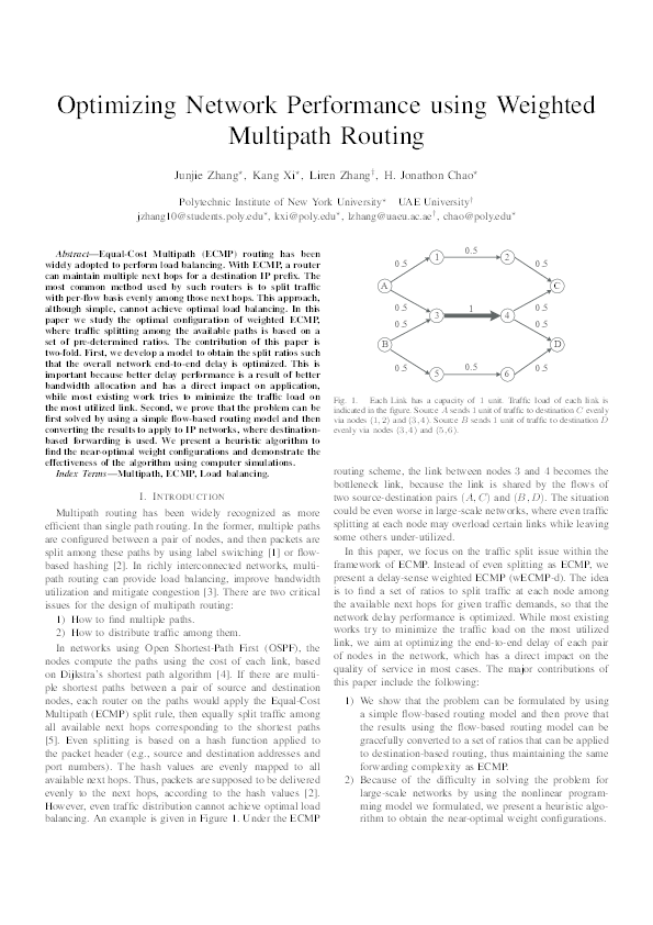 (PDF) Optimizing Network Performance using Weighted Multipath Routing