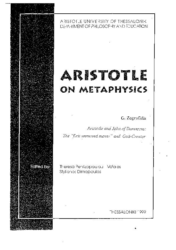 (PDF) Aristotle and John of Damascus' First Unmoved Mover God Creator