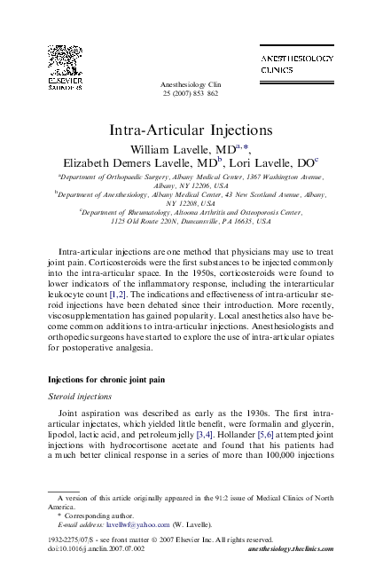(PDF) Intra-Articular Injections