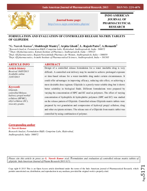 (PDF) INDO AMERICAN JOURNAL OF PHARMACEUTICAL RESEARCH FORMULATION AND ...