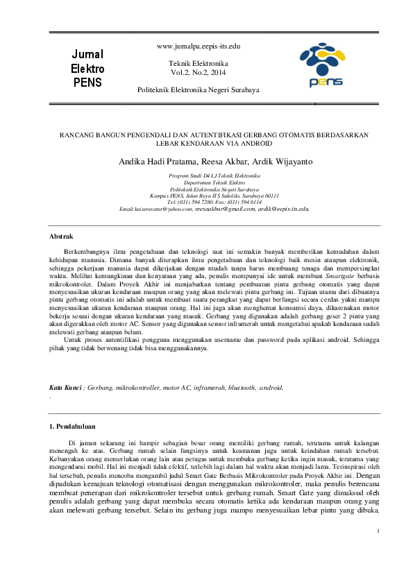 Doc Rancang Bangun Autentifikasi Dan Pengendali Gerbang Berdasarkan Lebar Kendaraan Via Android