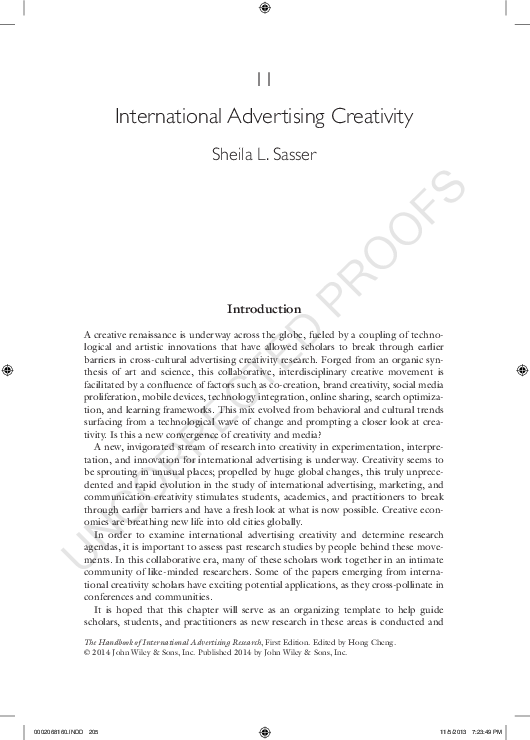 (PDF) Blackwell Wiley Book Chapter on International Advertising Creativity