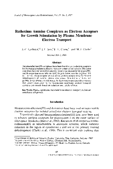 (PDF) Ruthenium Ammine Complexes as Electron Acceptors for Growth ...