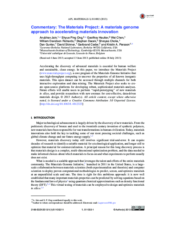 (PDF) Commentary: The Materials Project: A materials genome approach to ...