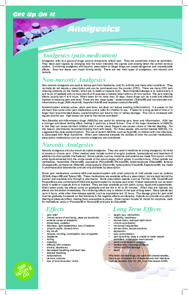 (PDF) Analgesics (pain medication) Non-narcotic Analgesics Narcotic ...