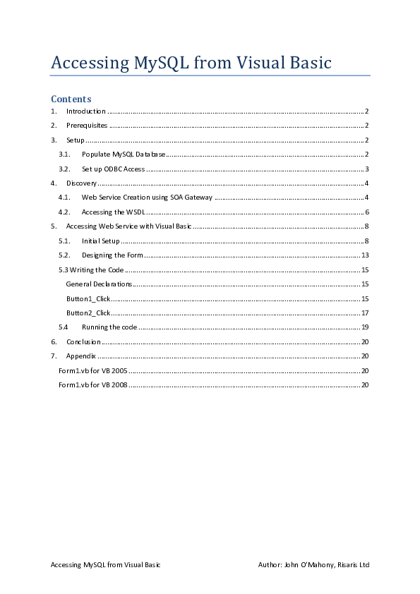 (PDF) Accessing MySQL from Visual Basic Accessing MySQL from Visual ...