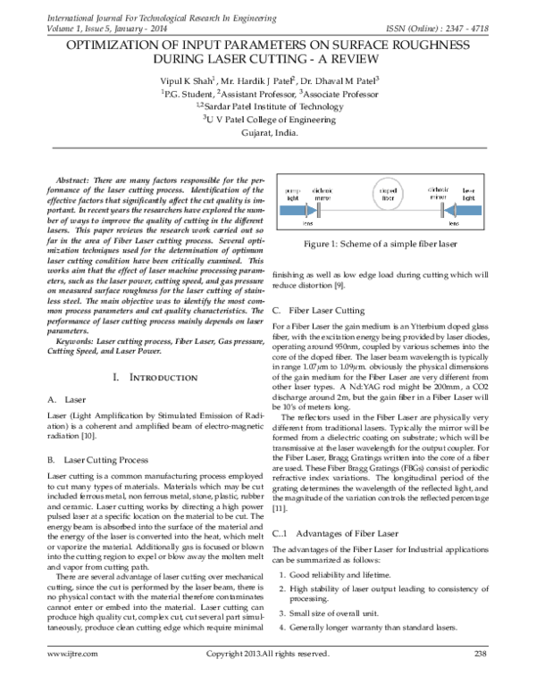 Pdf Optimization Of Input Parameters On Surface Roughness During