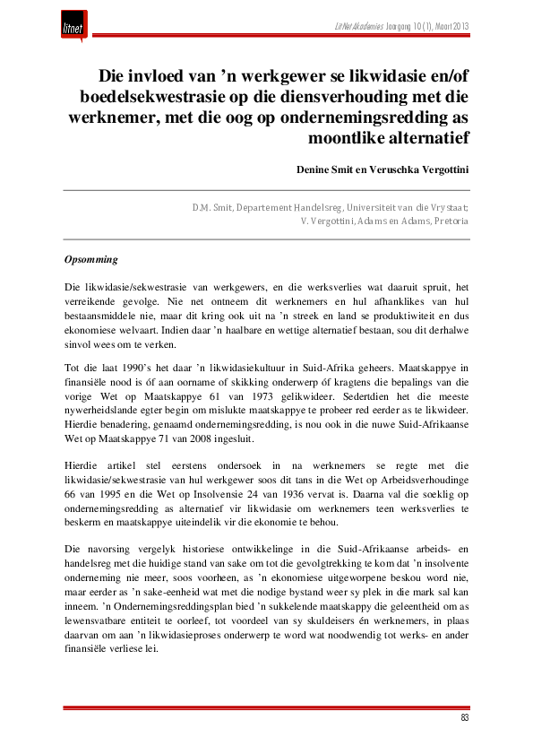 (PDF) Insolvensie, Smit en Vergotiini PDF B