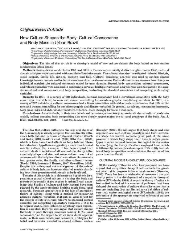 (PDF) Original Research Article How Culture Shapes the Body: Cultural ...