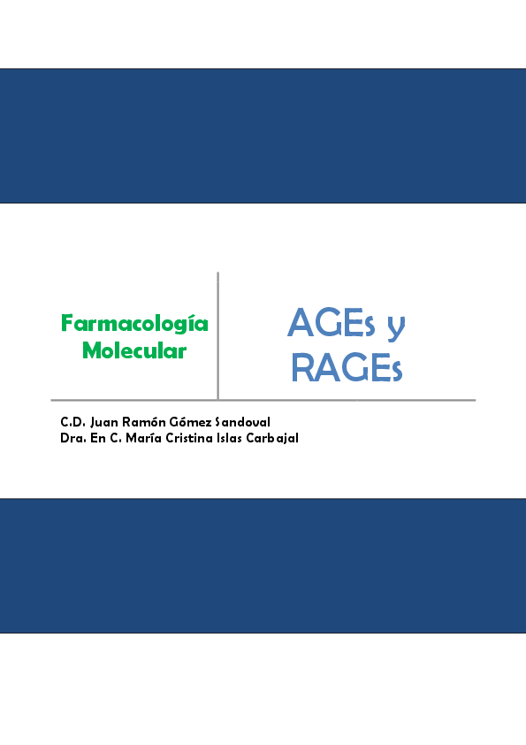 (PDF) Farmacología Molecular AGEs y RAGEs FORMACIÓN DE LOS PRODUCTOS ...