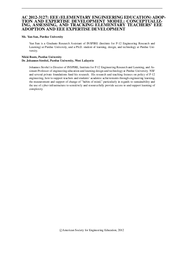 (PDF) EEE (Elementary Engineering Education) Adoption and Expertise Development Model ...