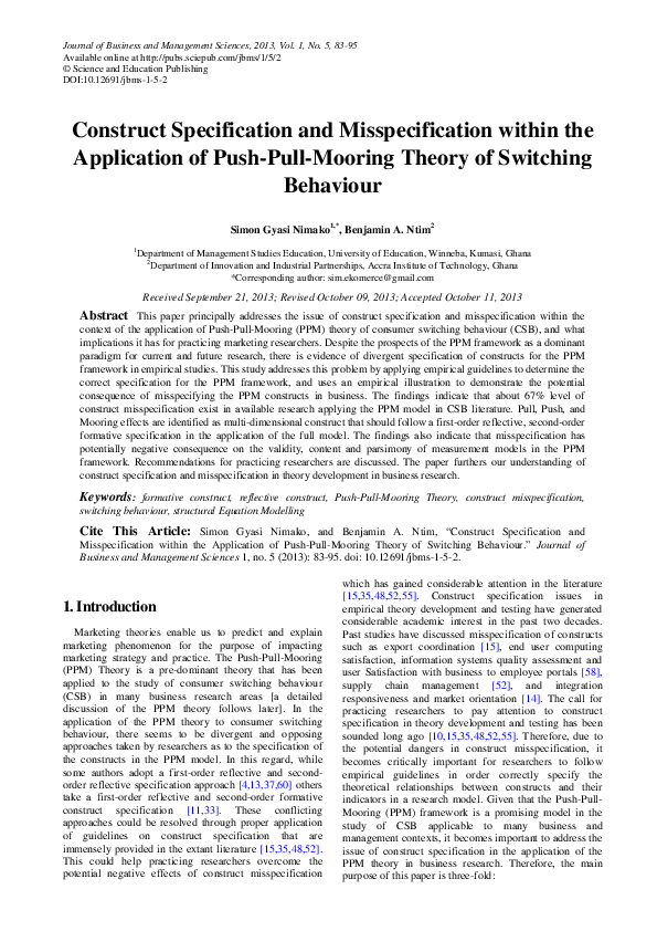 (PDF) Construct Specification and Misspecification within the Application of Push-Pull-Mooring ...