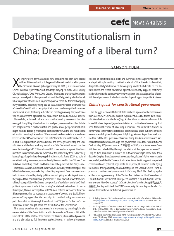 (PDF) Debating Constitutionalism in China: Dreaming of a liberal turn?
