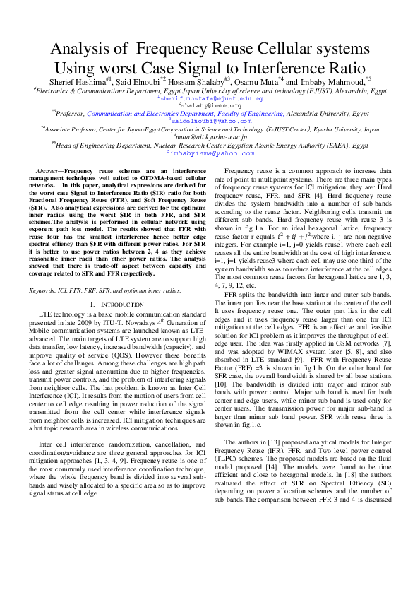 (PDF) Analysis of Frequency Reuse Cellular systems Using worst Case ...