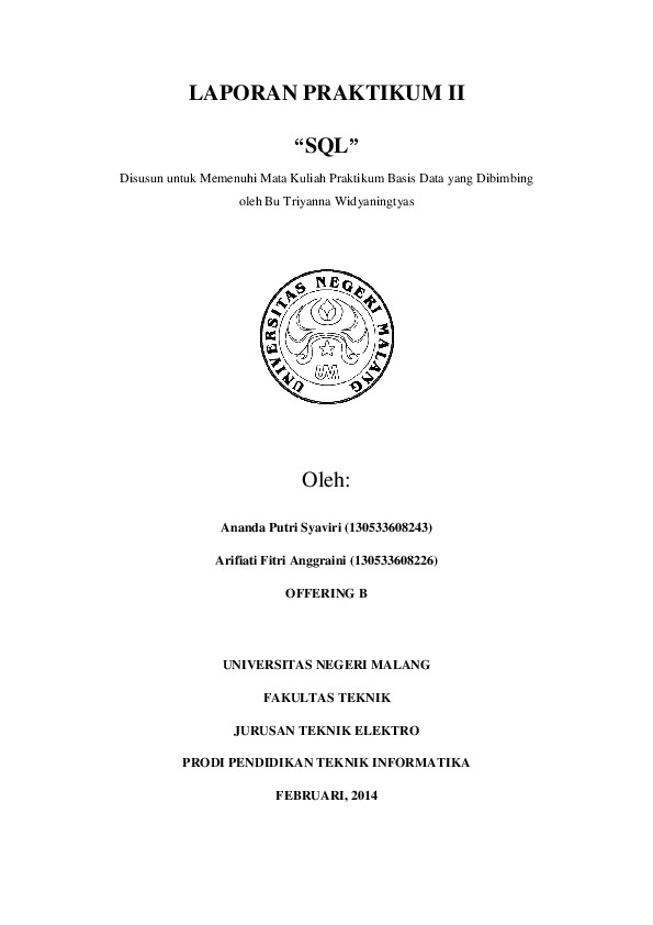 laporan basis data - SQL