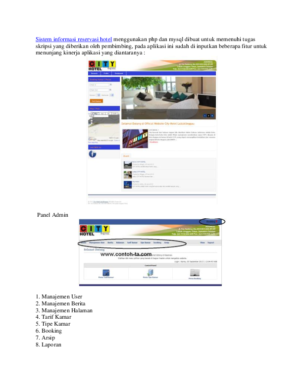 Sistem informasi reservasi hotel menggunakan php dan mysql