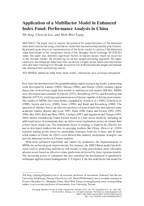 (PDF) Application of a multifactor model in enhanced index fund ...
