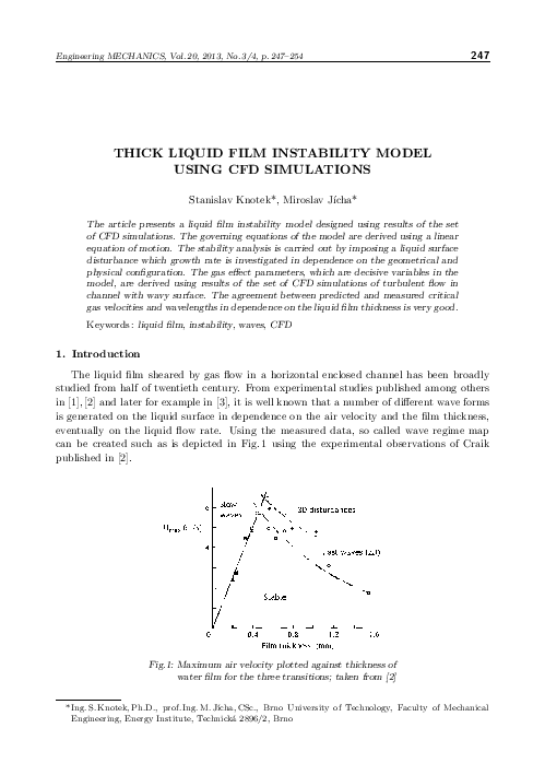 (PDF) Thick liquid film instability model using CFD simulations