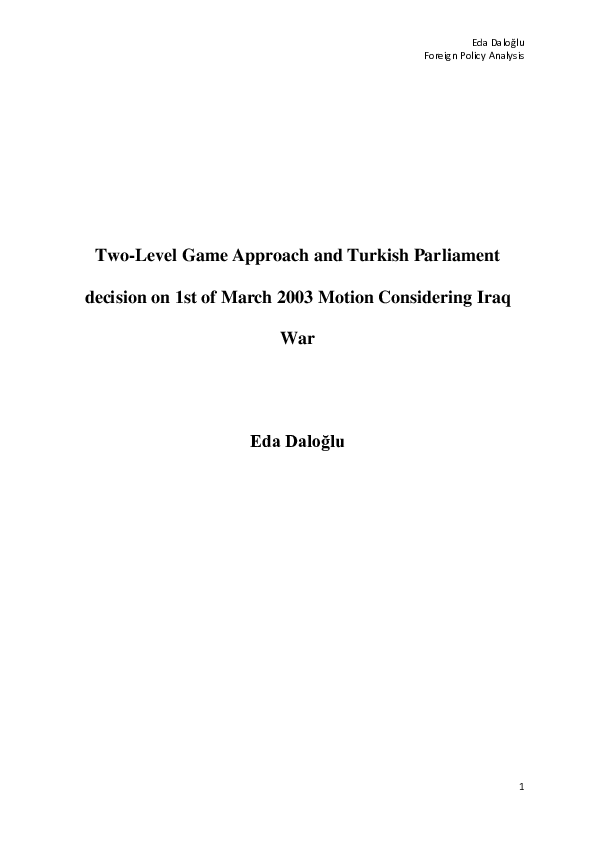 (DOC) Two Level Game Theory and Turkish Parliament decision on 1st of ...