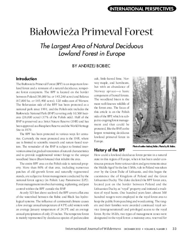 (PDF) Bialowieza Primeval Forest The Largest Area of Natural Deciduous ...