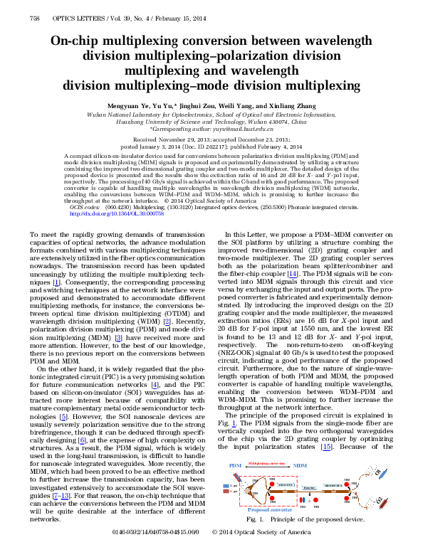 (PDF) On-chip multiplexing conversion between wavelength division multiplexing–polarization ...