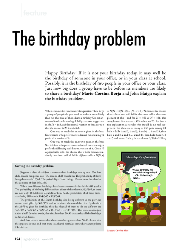 (PDF) The Birthday Problem