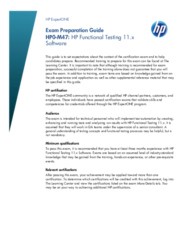 (PDF) HP ExpertONE Exam Preparation Guide