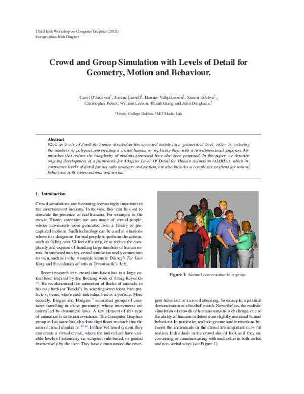 (PDF) Crowd and Group Simulation with Levels of Detail for Geometry ...