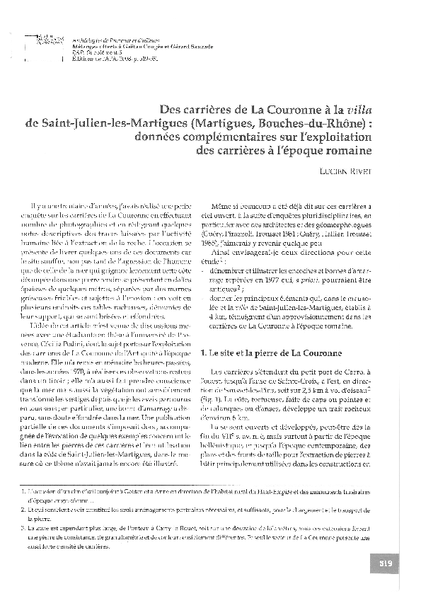 (PDF) RIVET (L.), Des carrières de la Couronne à la villa de Saint ...