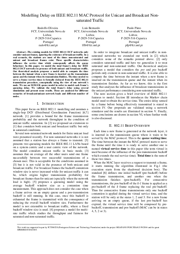 Pdf Modelling Delay On Ieee 80211 Mac Protocol For Unicast And Broadcast Nonsaturated Traffic
