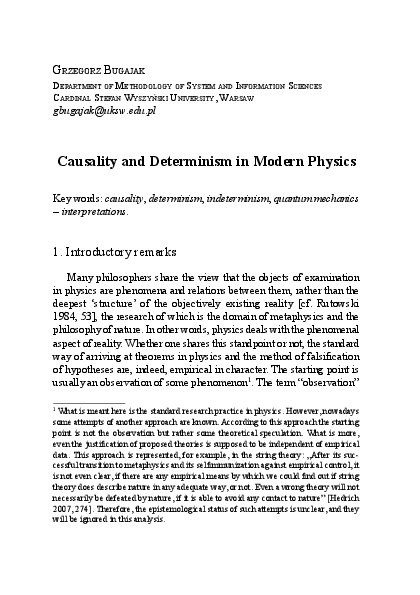 (PDF) Causality and Determinism in Modern Physics