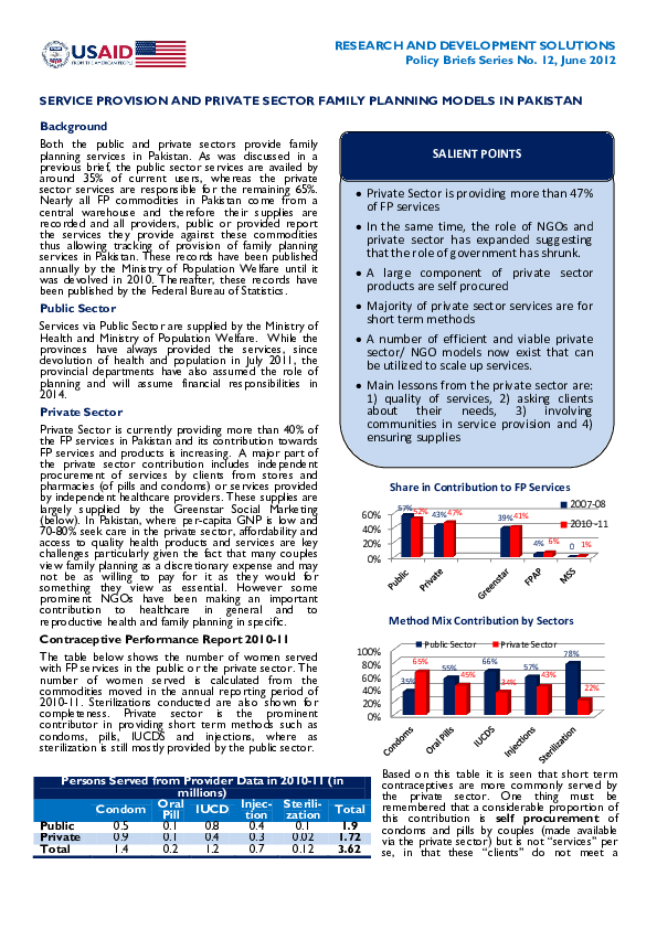 (PDF) SERVICE PROVISION AND PRIVATE SECTOR FAMILY PLANNING MODELS IN ...