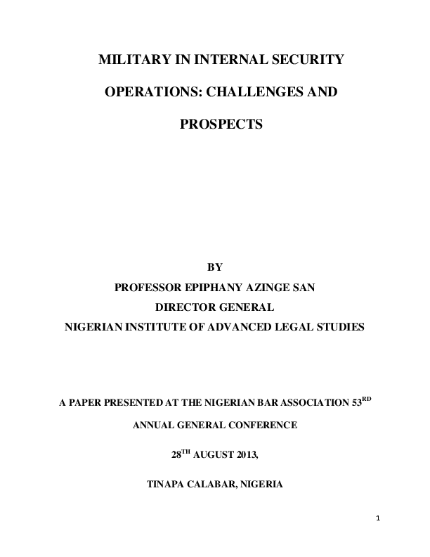 (PDF) MILITARY IN INTERNAL SECURITY OPERATIONS: CHALLENGES AND ...