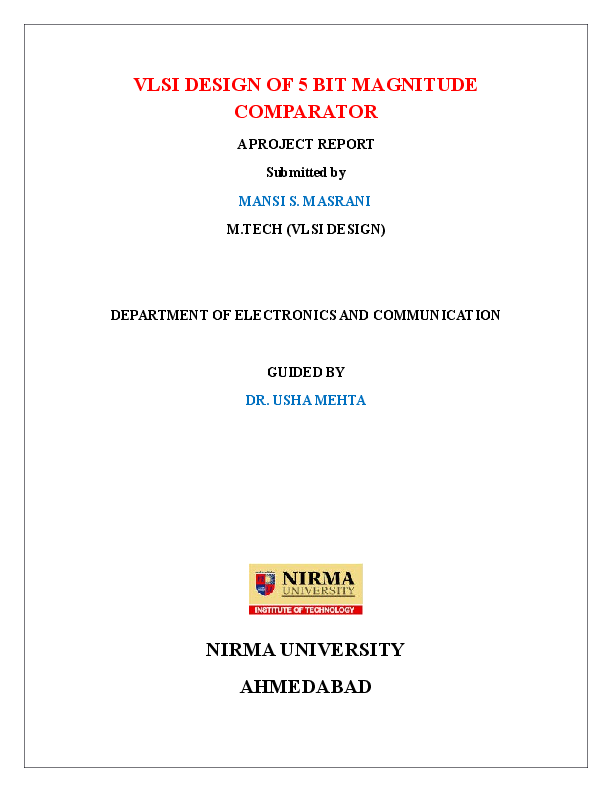 (PDF) VLSI design of 5 Bit Magnitude Comparator