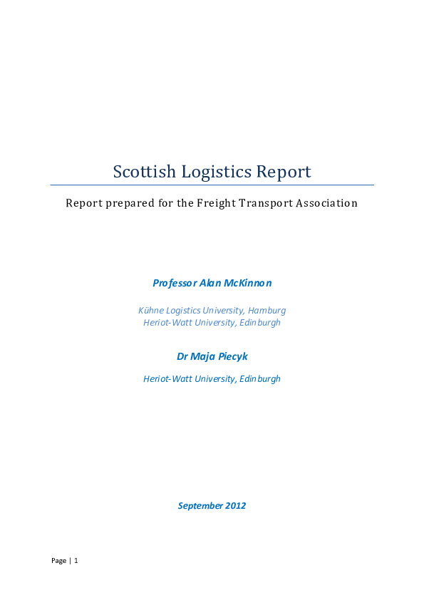 (PDF) Scottish Logistics Report Report prepared for the Freight ...