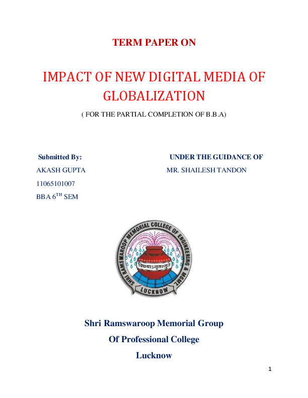 (DOC) IMPACT OF NEW MEDIA ON GLOBALIZATION