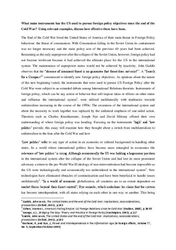 (DOC) Main instruments of American Foreign Policy since the Cold War