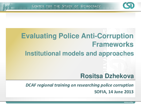 (PPT) Evaluating Police Anti-Corruption Frameworks - Institutional ...