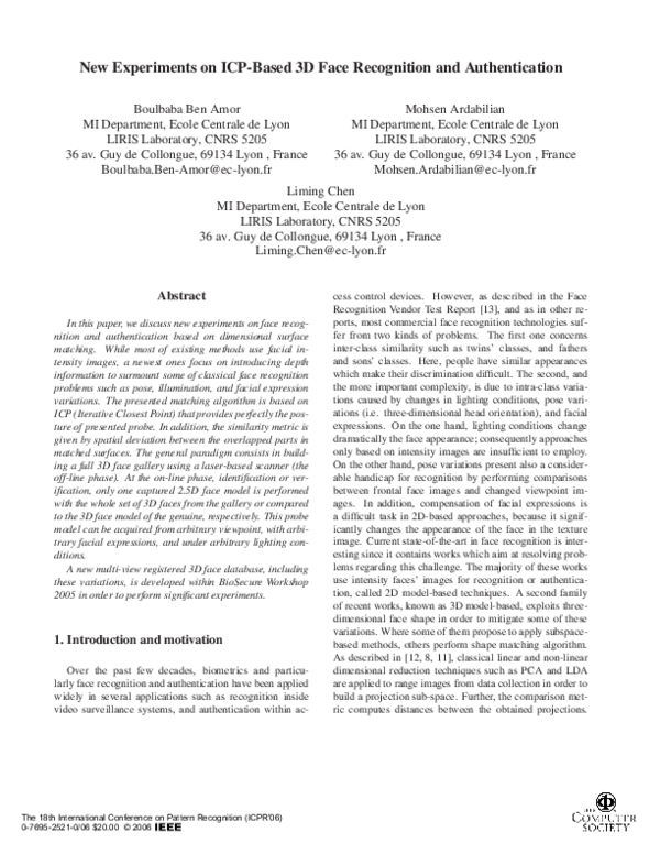 (PDF) New Experiments on ICP-Based 3D Face Recognition and Authentication