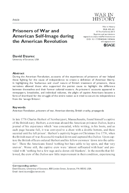 (PDF) Prisoners of War and American Self-Image during the American ...